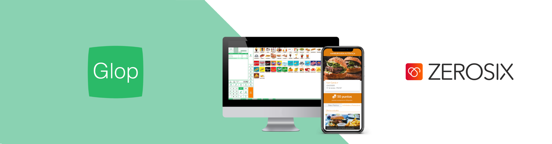 ZEROSIX, sistema de fidelización digital, se integra con Glop software TPV - ZEROSIX
